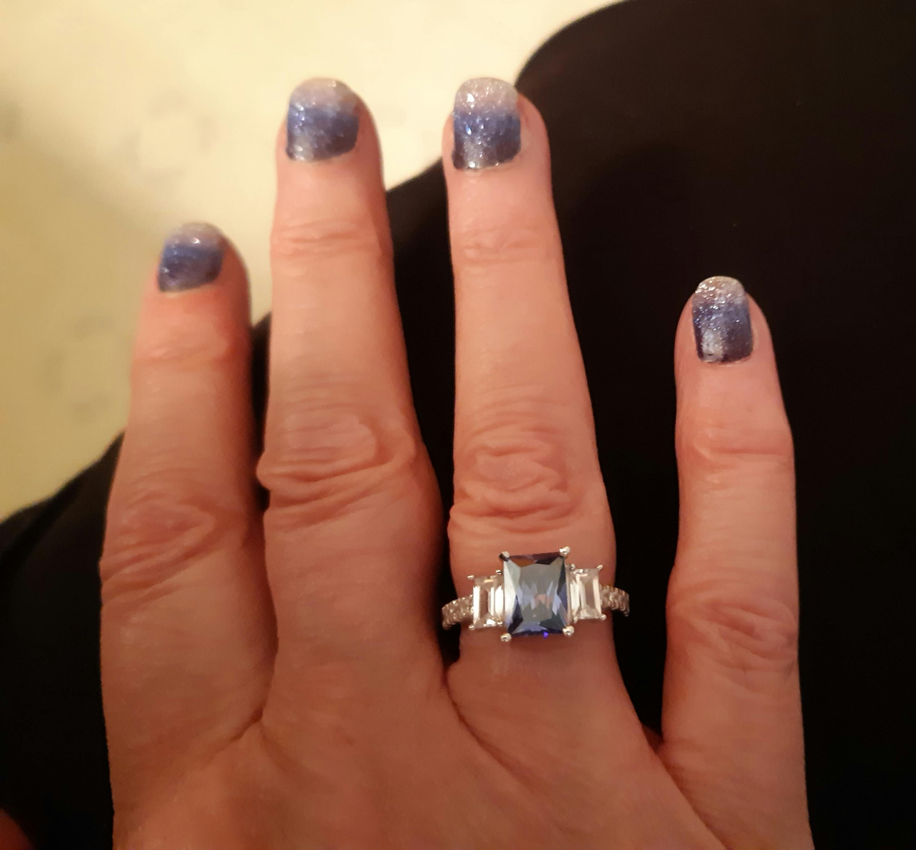 Sterling Silver 3 Stone Tanzanite CZ Ring – Dreamland Jewelry