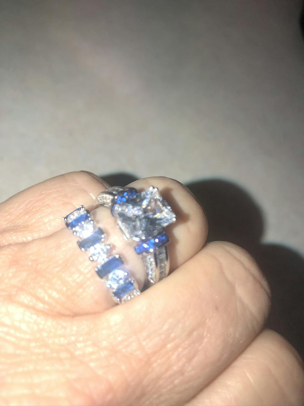 Sterling Silver Emerald-Cut Blue CZ Ring