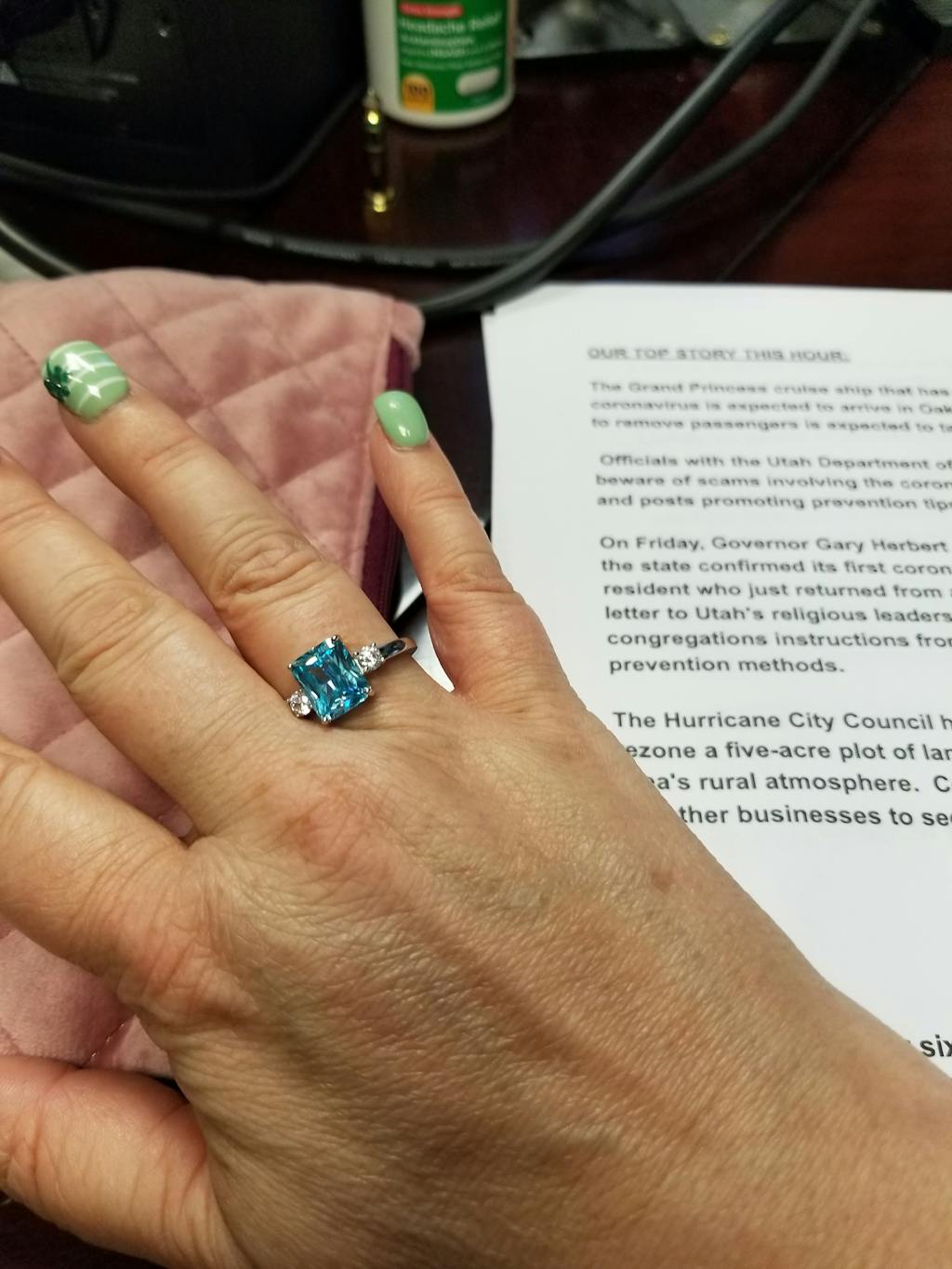 Sterling Silver Light Blue CZ Ring