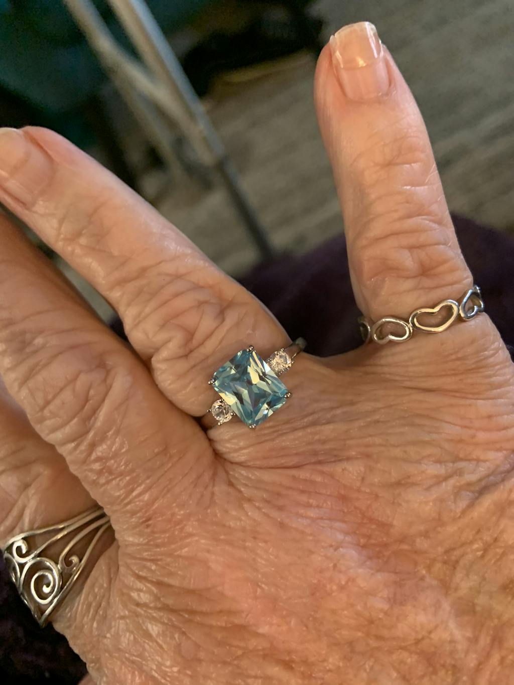 Sterling Silver Light Blue CZ Ring