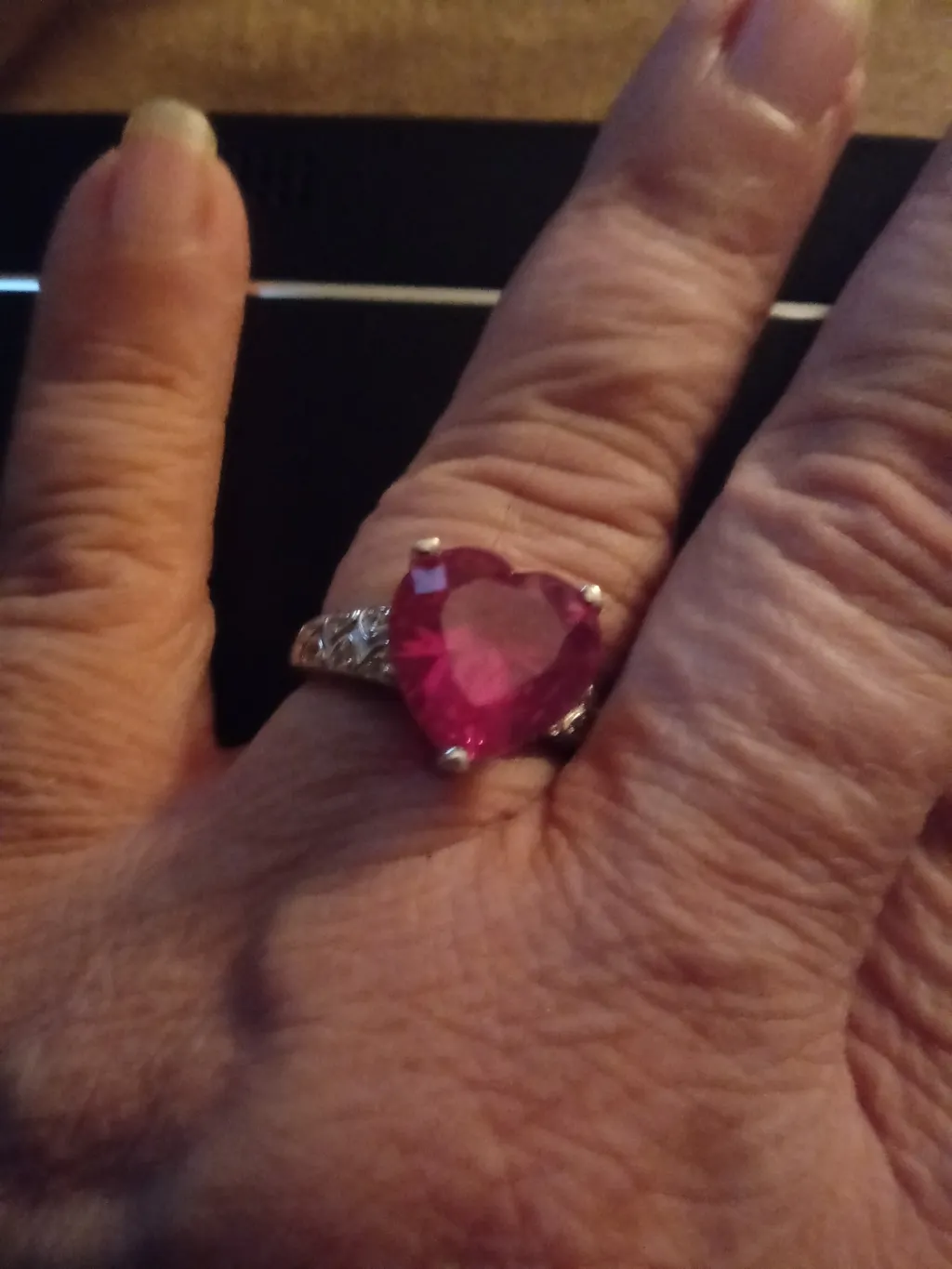 Sterling Silver Red Heart CZ Ring