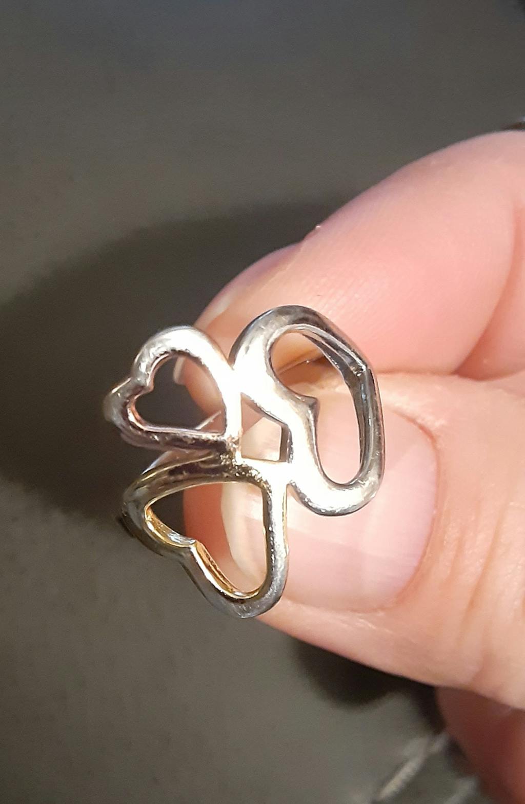 Sterling Silver Triple Three Tone Heart Ring for Sale