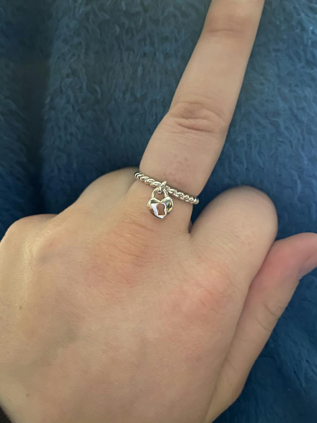 Sterling Silver Locked Heart Dangle Ring for Sale