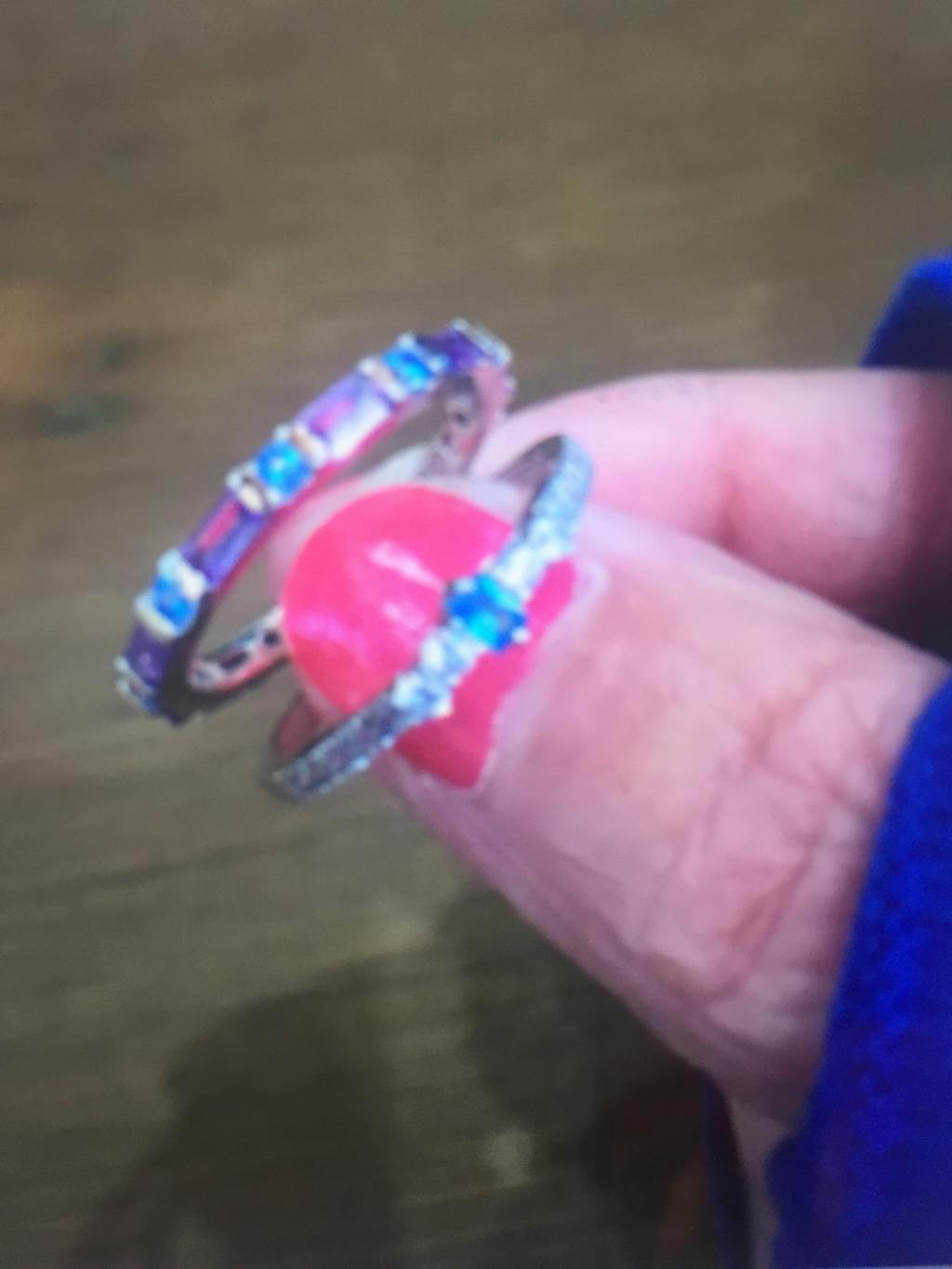 Sterling Silver Blue & Purple Eternity CZ Ring