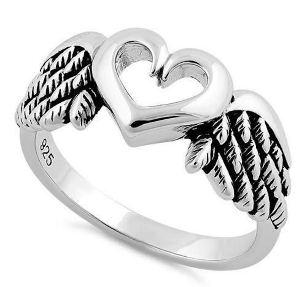 Sterling Silver Wings Heart Ring for Sale - Dreamland Jewelry