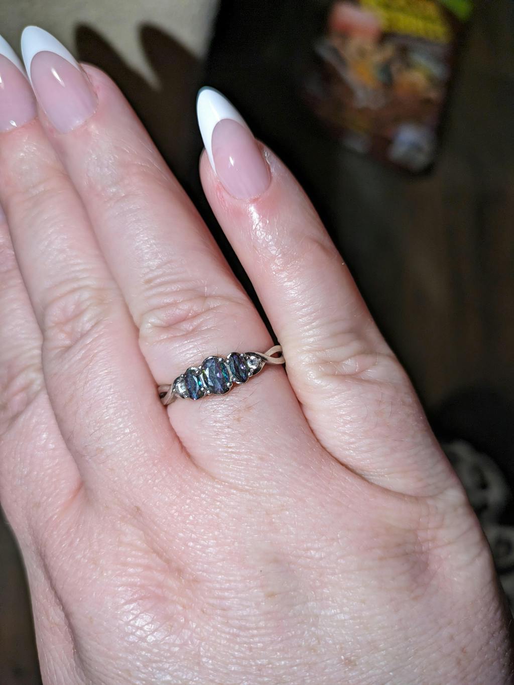 Sterling Silver Triple Rainbow CZ Ring