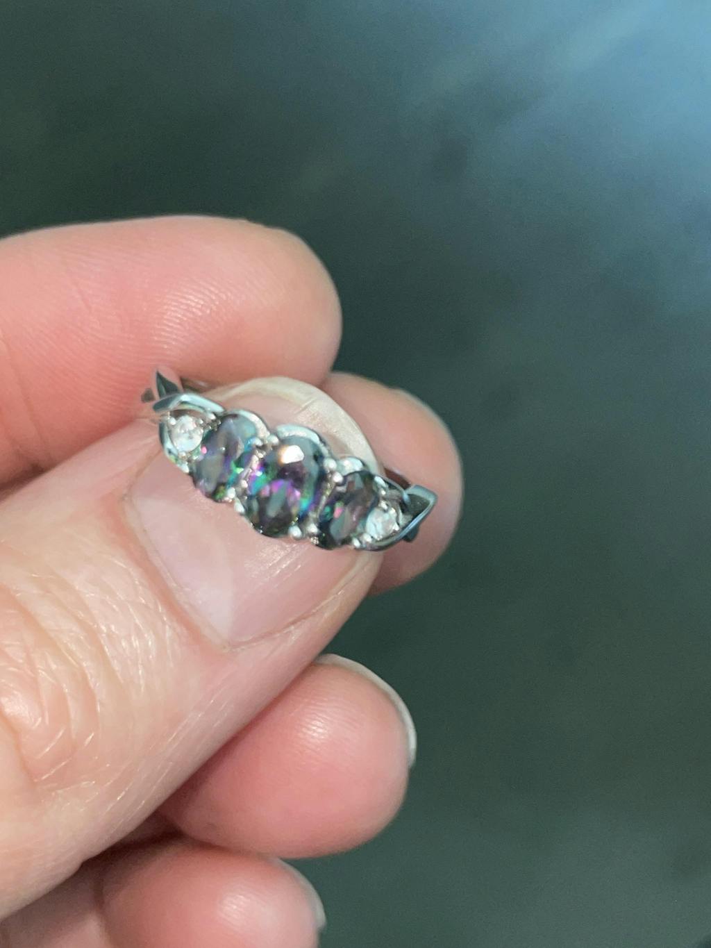 Sterling Silver Triple Rainbow CZ Ring