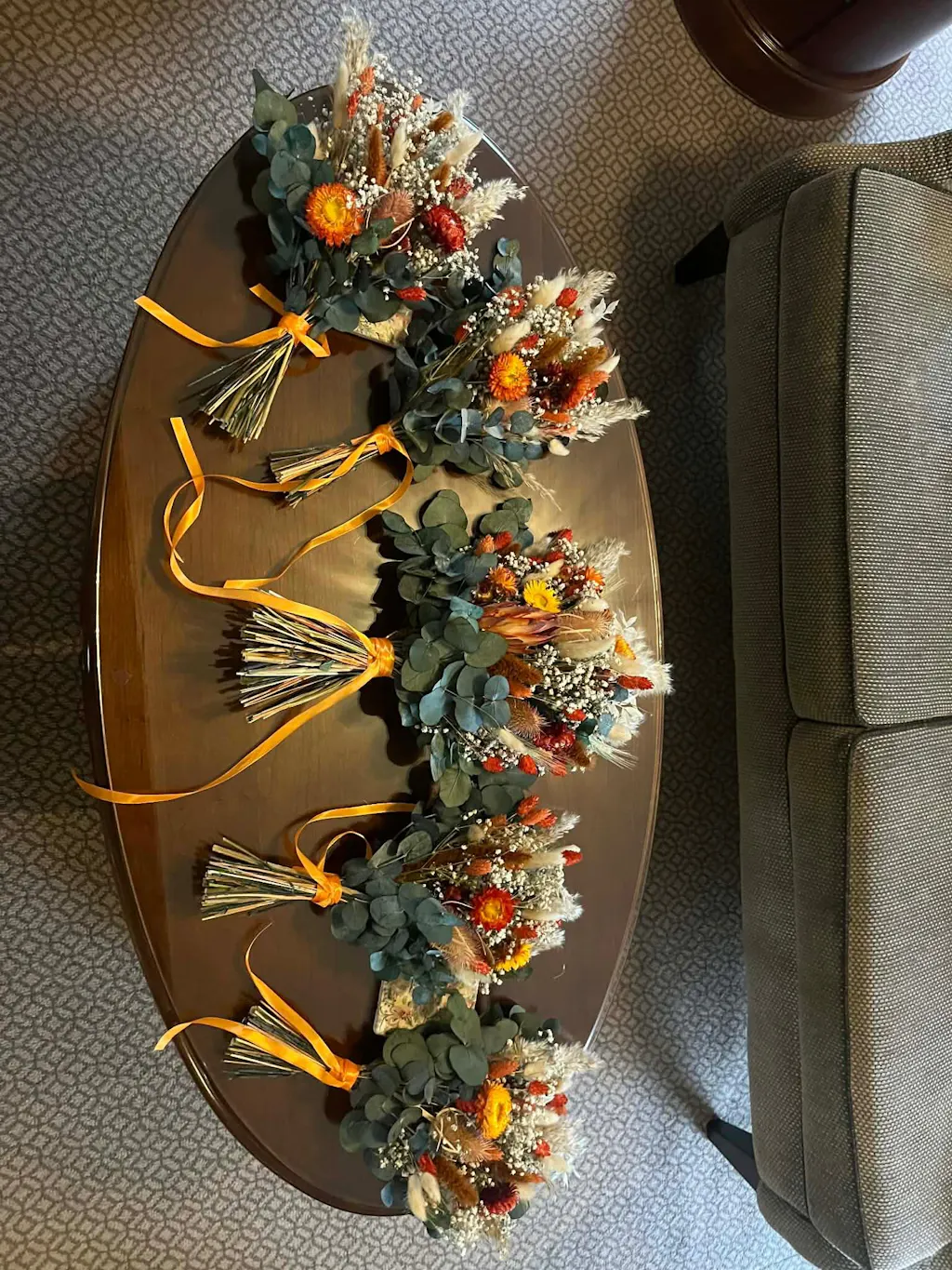 Mara orange and green dried flower bridesmaid bouquet / DRIED Wedding ...