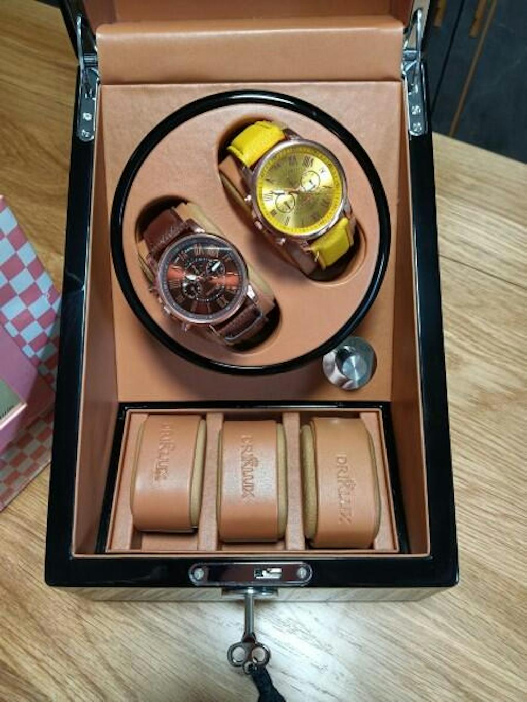 2 watch winders + extra 3 watch storage - organized in a classic style ...