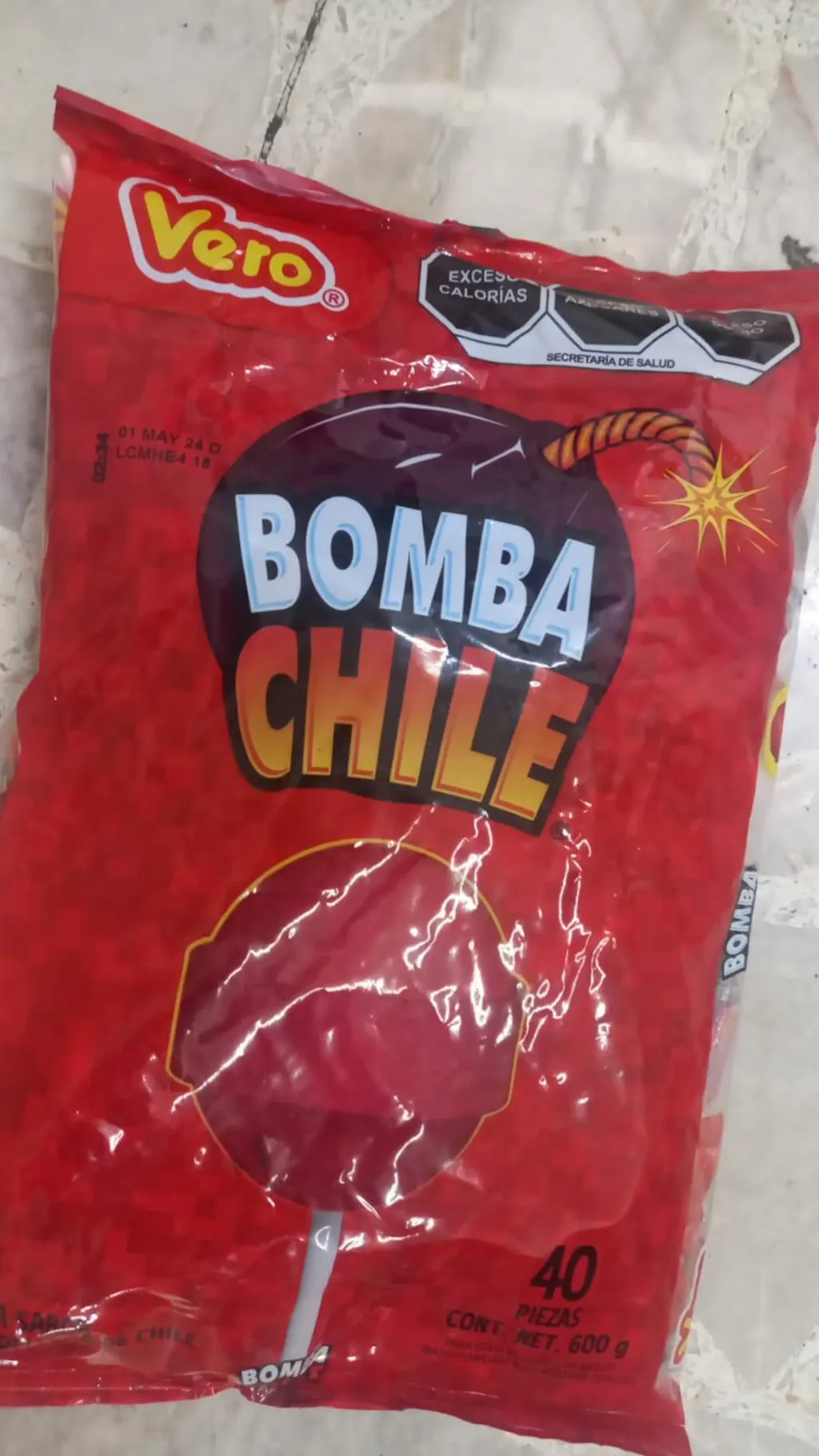 Vero Paleta Bomba Chile 40 Piezas – Dulceria tobi
