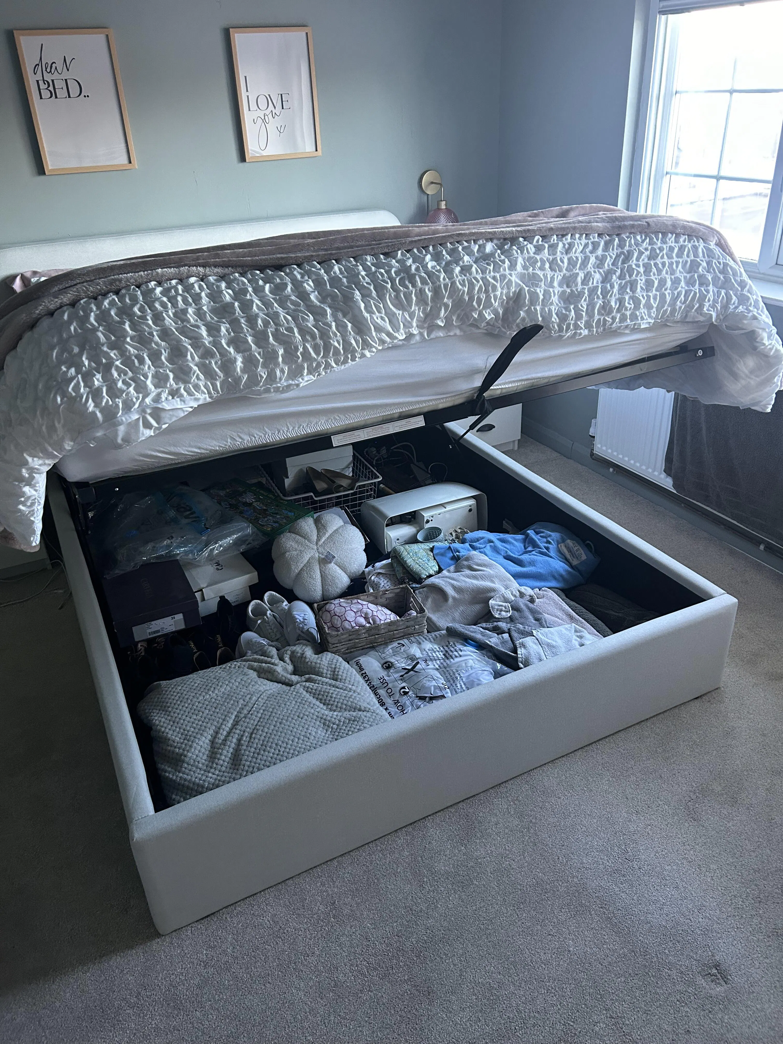 Ascot Bouclé Ottoman Storage Bed - Off White – DUSK