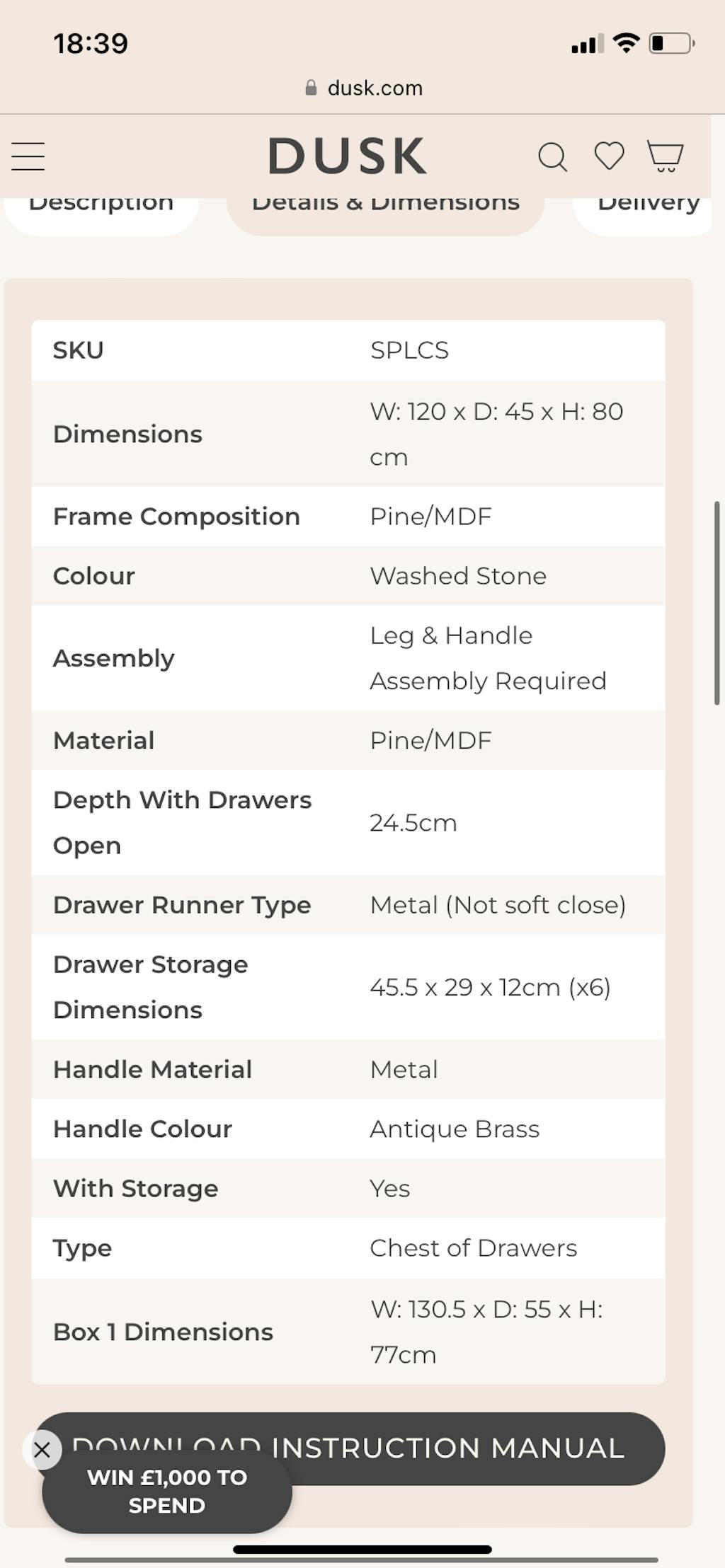 Ruby 2 Drawer Bedside Table - Taupe – DUSK