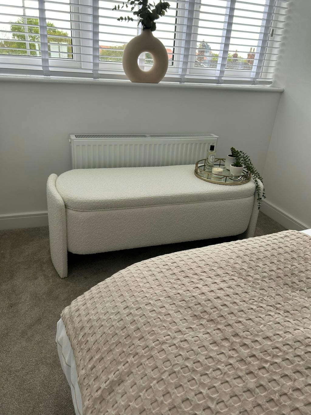 Didsbury Curved Storage Bench - Boucle Ivory – DUSK