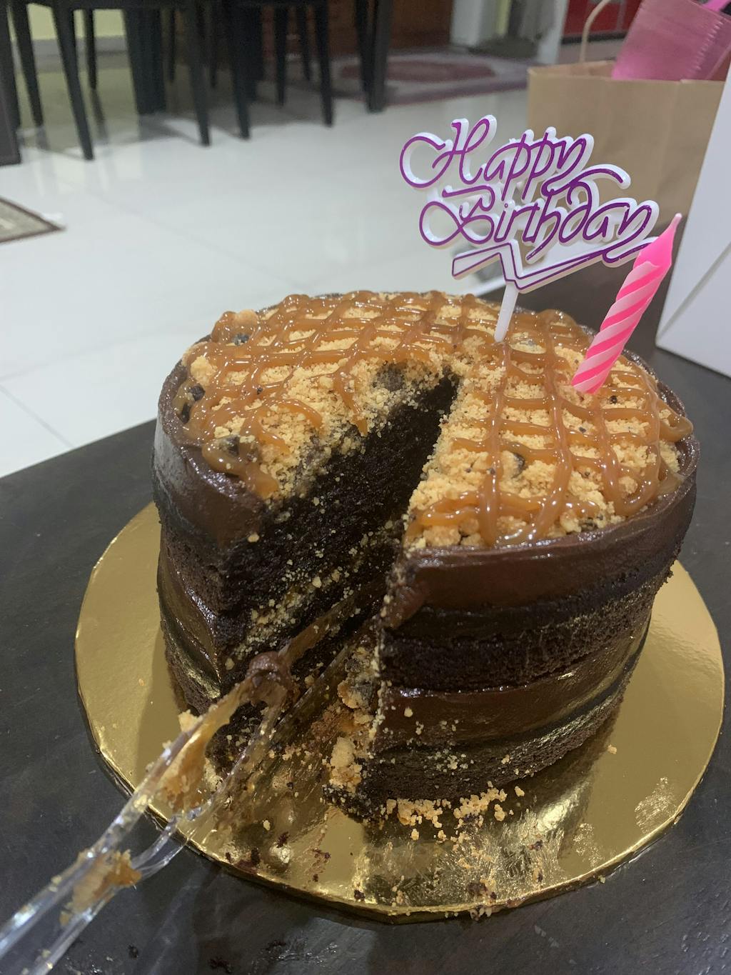 Kek Birthday Coklat | Chocolate Salted Caramel Cookie Cake | Best Seller