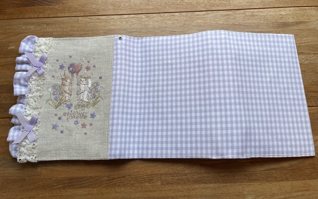 再入荷！ミシン刺繍入り三つ折り★フリル【システム手帳 ミニ6穴】スケジュール帳とレフィルミニ方眼ノート付きハンドメイド★ミシン刺繍★うさぎ・ – えくりゅの森 ecru forest ...