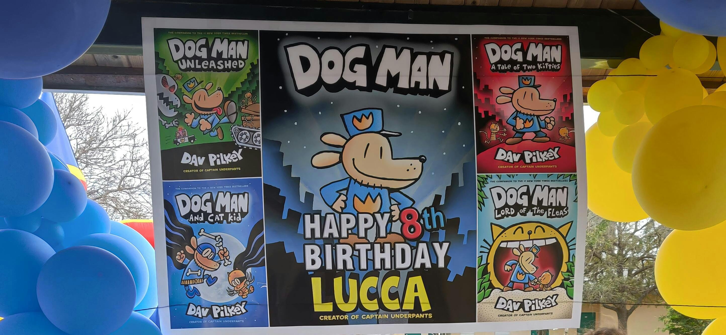 Dog Man Birthday Banner Personalized Party Backdrop Decoration ...