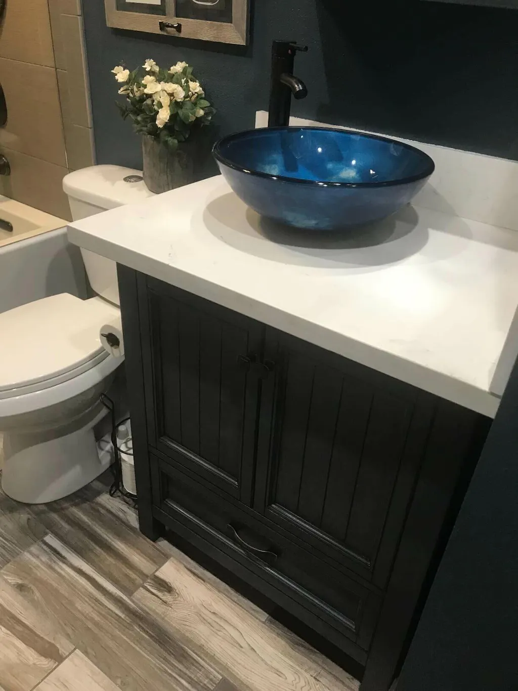 Artistic Ocean Blue Glass Sink | Modern Bathroom Vanity Upgrade ...