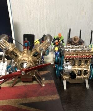 Mini Car Engine Build Kit Double-cylinder V2 Engine Assembly Model Toy