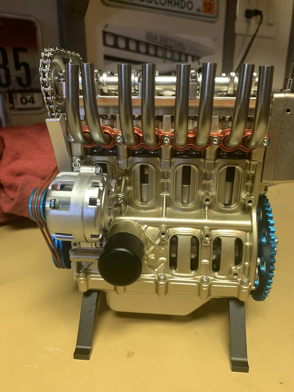 V4 Car Engine Assembly Kit Full Metal 4 Cylinder Engine Building Kit ...