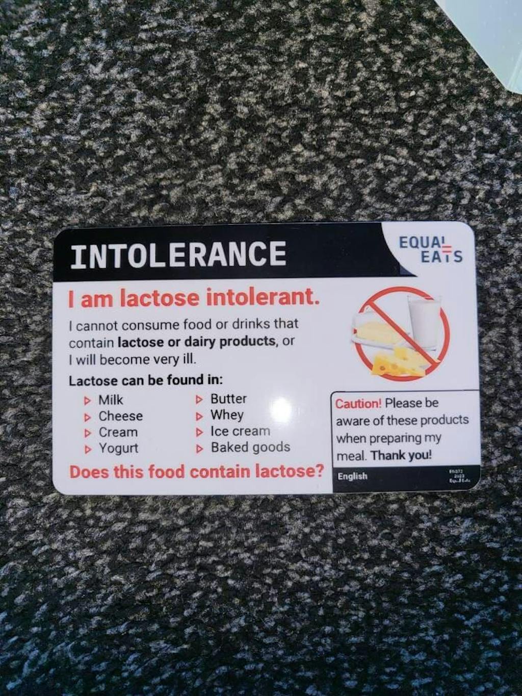 Lactose Intolerance Card | Your Lactose Restrictions Understood – Equal Eats