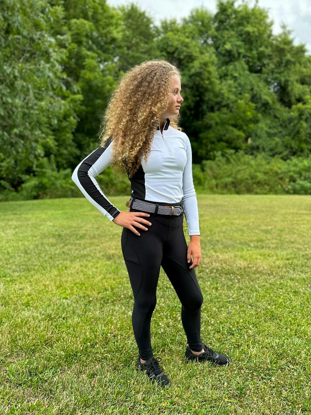 Lux Two-Toned Quarter Zip White – Equestly