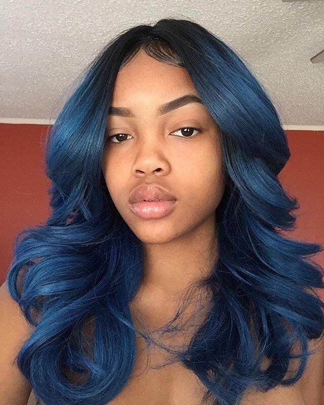 Flawless Blue! eullair Navy Blue Body Wave/Straight/Curly Human Hair L