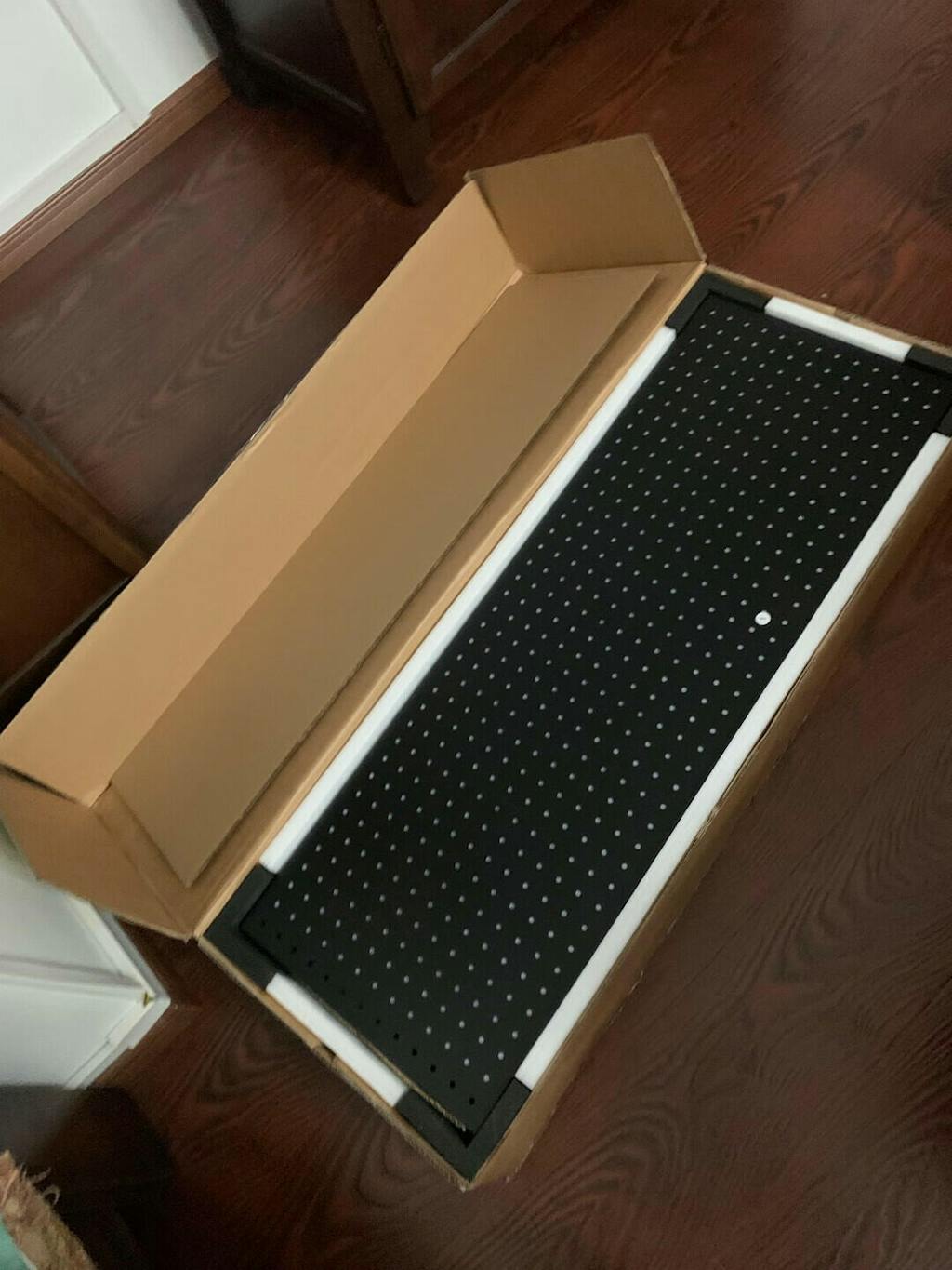 43'' Steel Clamp-on Desk Black Office Pegboard with Dual Monitor Mount