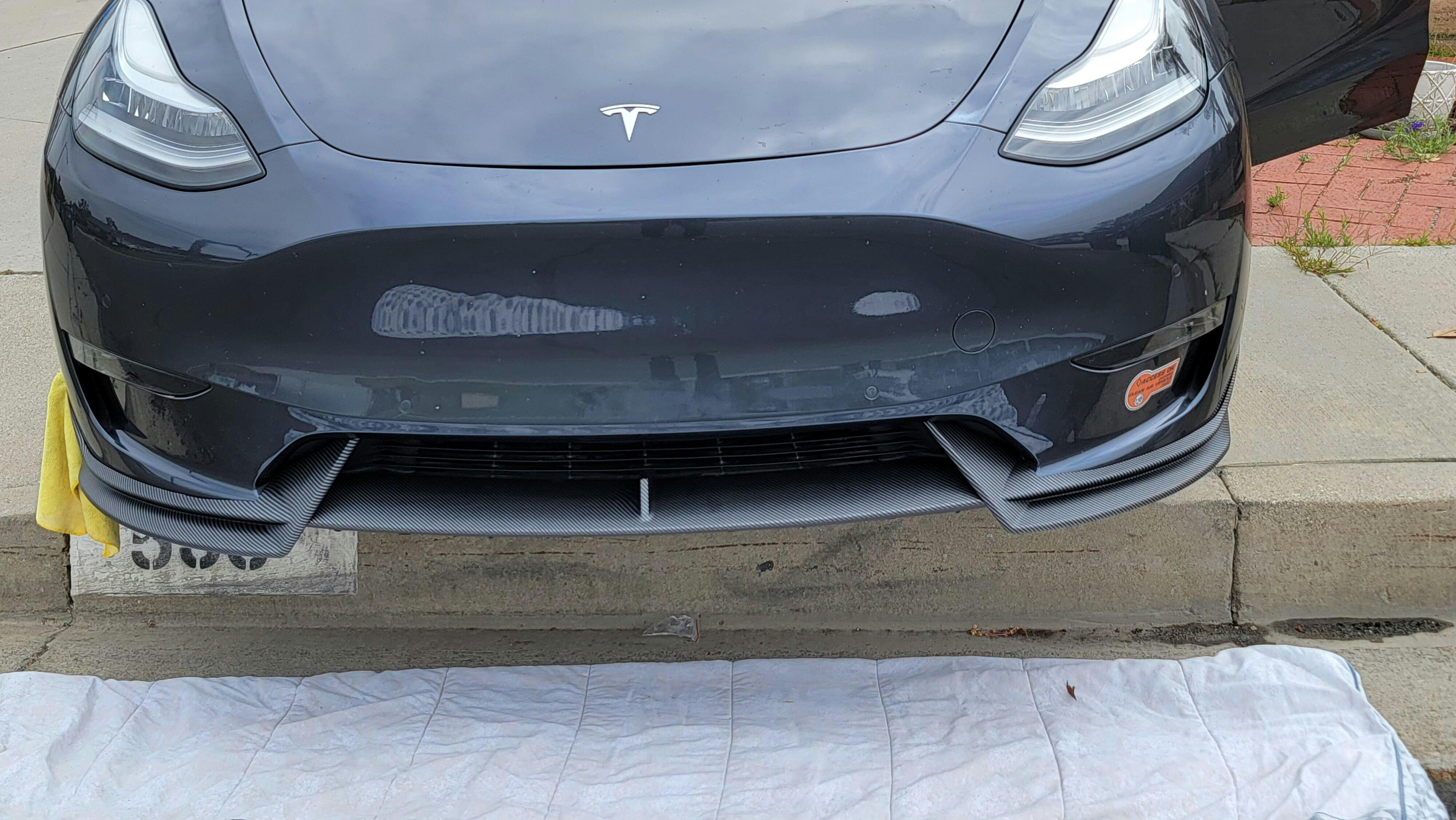 EVBASE Tesla Model Y Front Bumper Lip Fascia Front Lip Spoiler ABS Spo ...