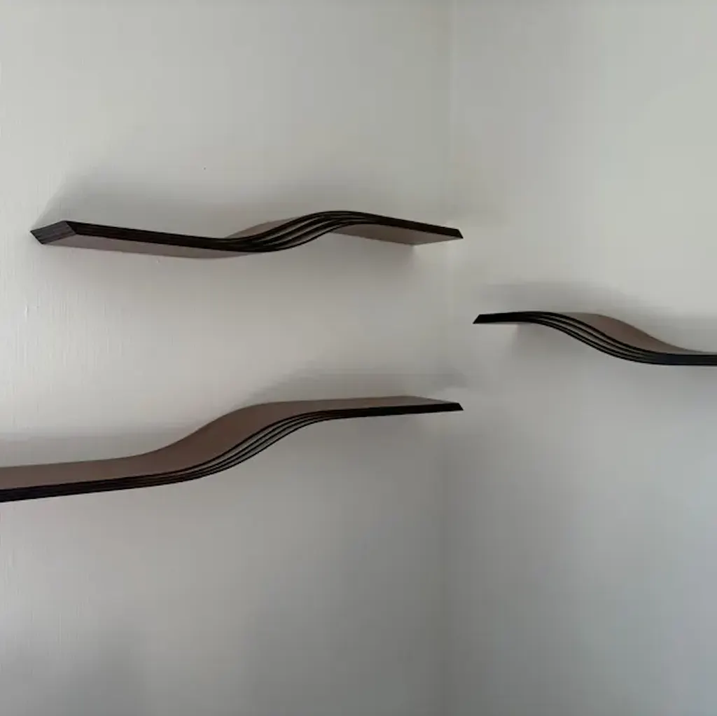 Wooden Floating Wall Hanging Shelf Wave - EWD – EWD