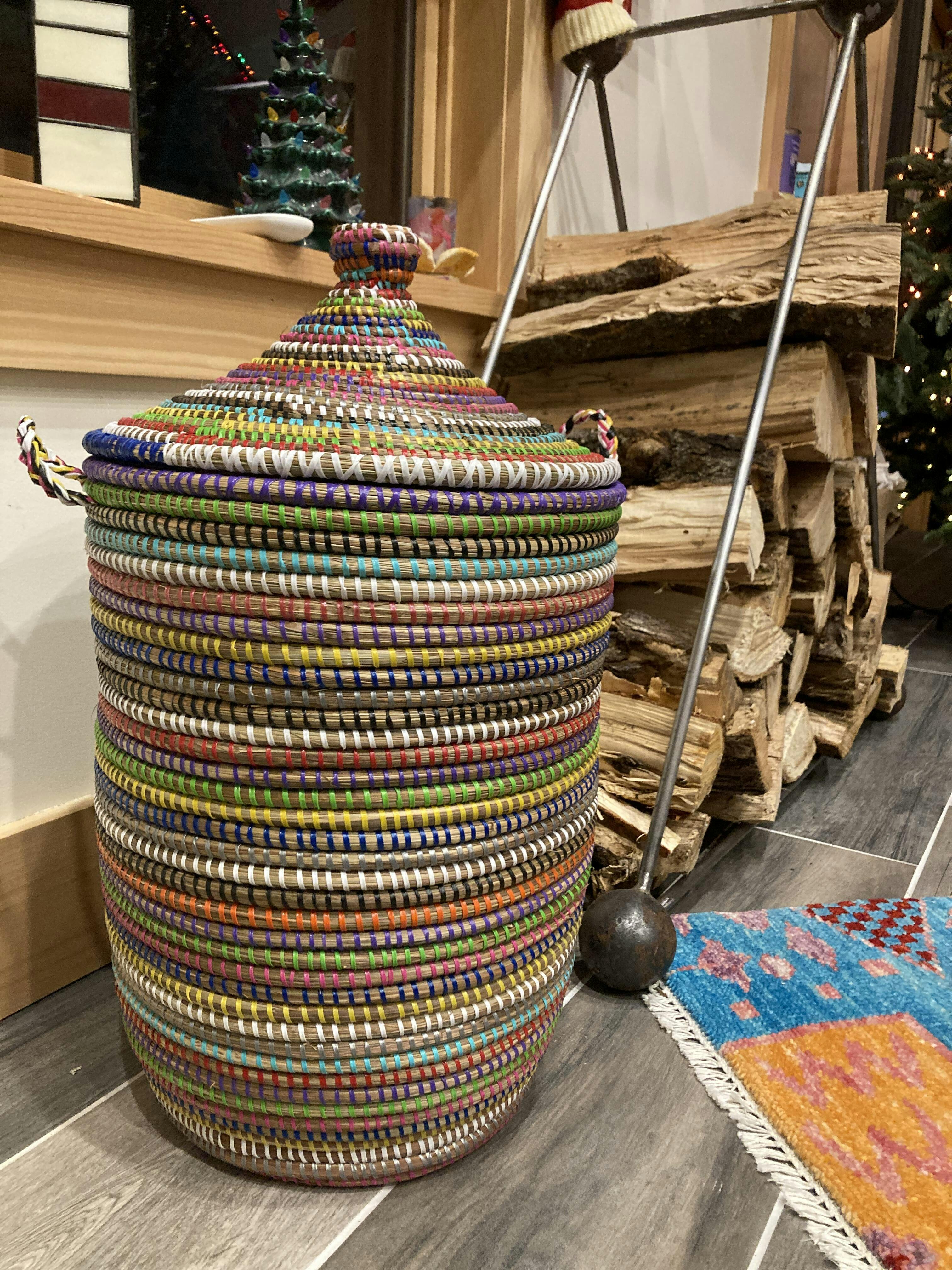 Handwoven African Taya Storage Basket with Lid | Expedition Subsahara