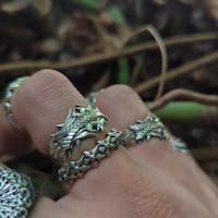 Infernal Dracken - Sterling Silver Fantasy Ring, Dragon Scale Ring – Faceless Jewelry