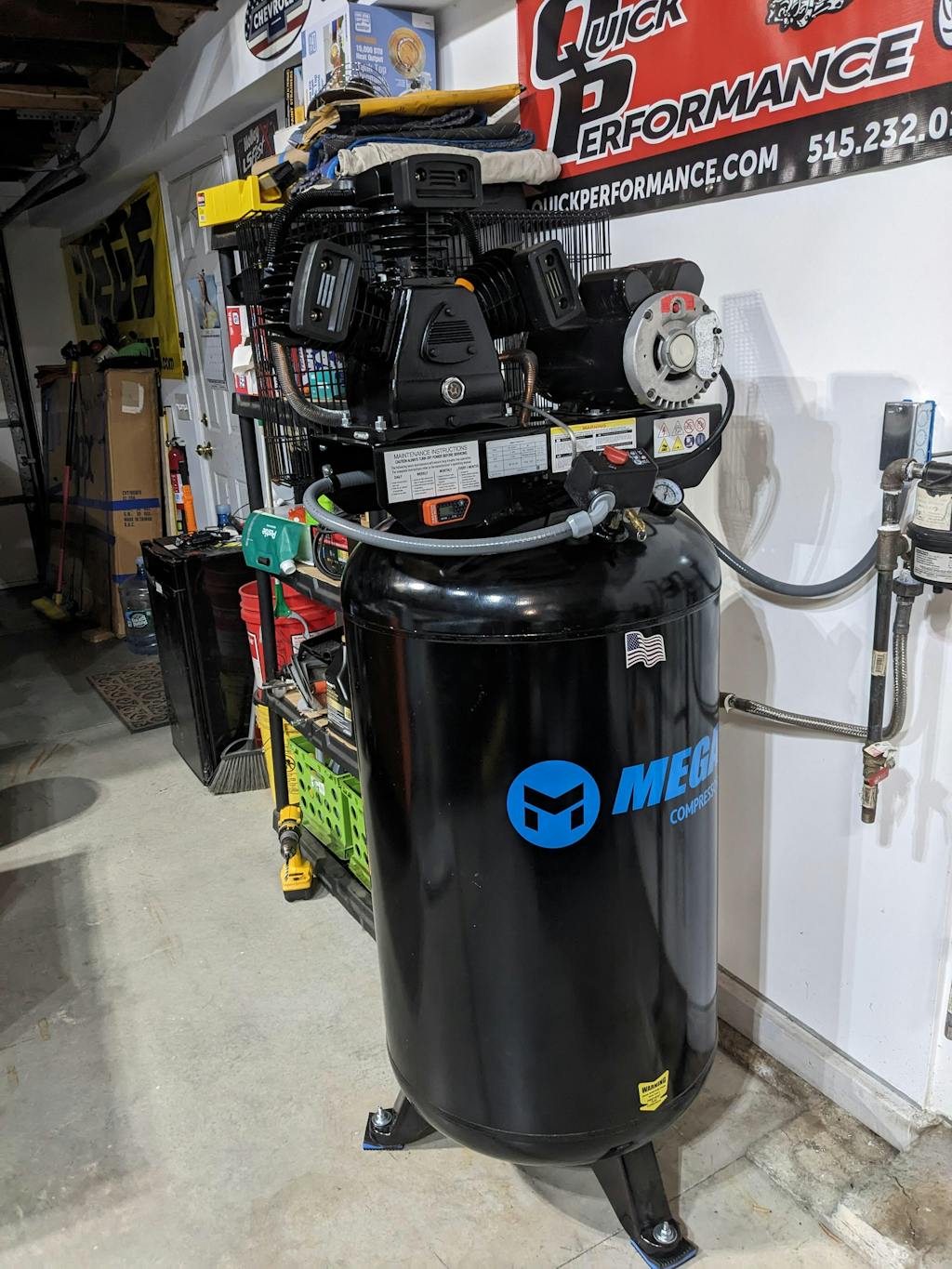 Mega Compressor MP-6580VC Air Compressor Single Stage 80 Gallon 5 HP 1 ...