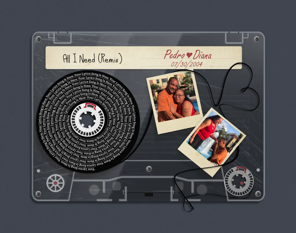 Cassette Tape Canvas Art | Custom Song Lyrics Picture Frame