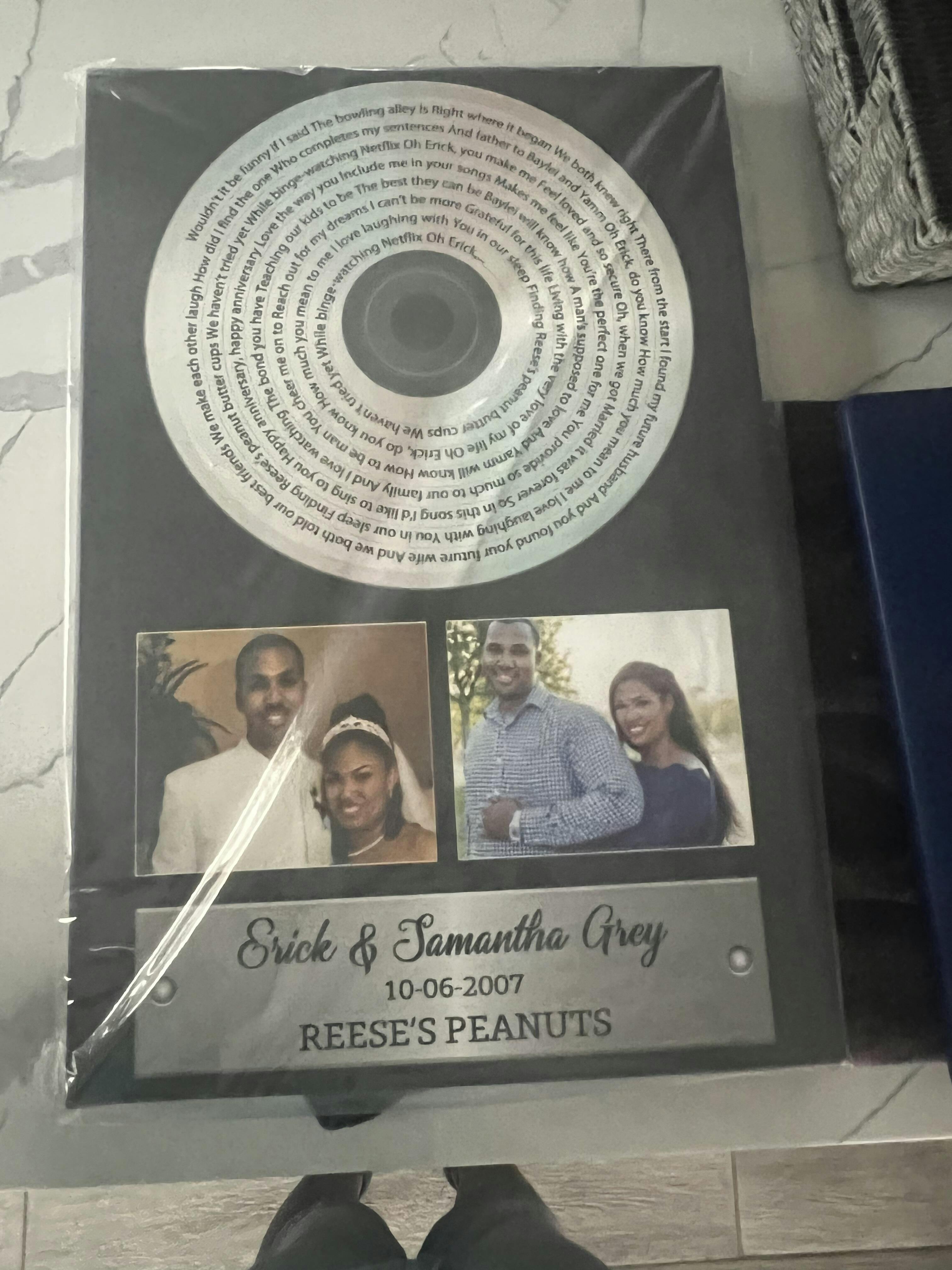 Vinyl Records Art | Custom Wedding Photo With Song Lyrics Canvas