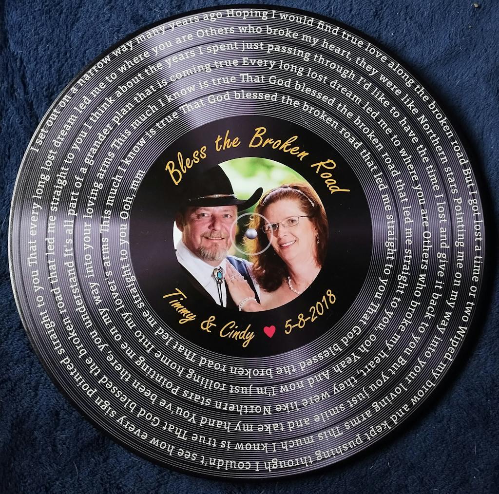 Custom Song Lyrics, Vinyl Record Art, Upload Photo, Customizable Song