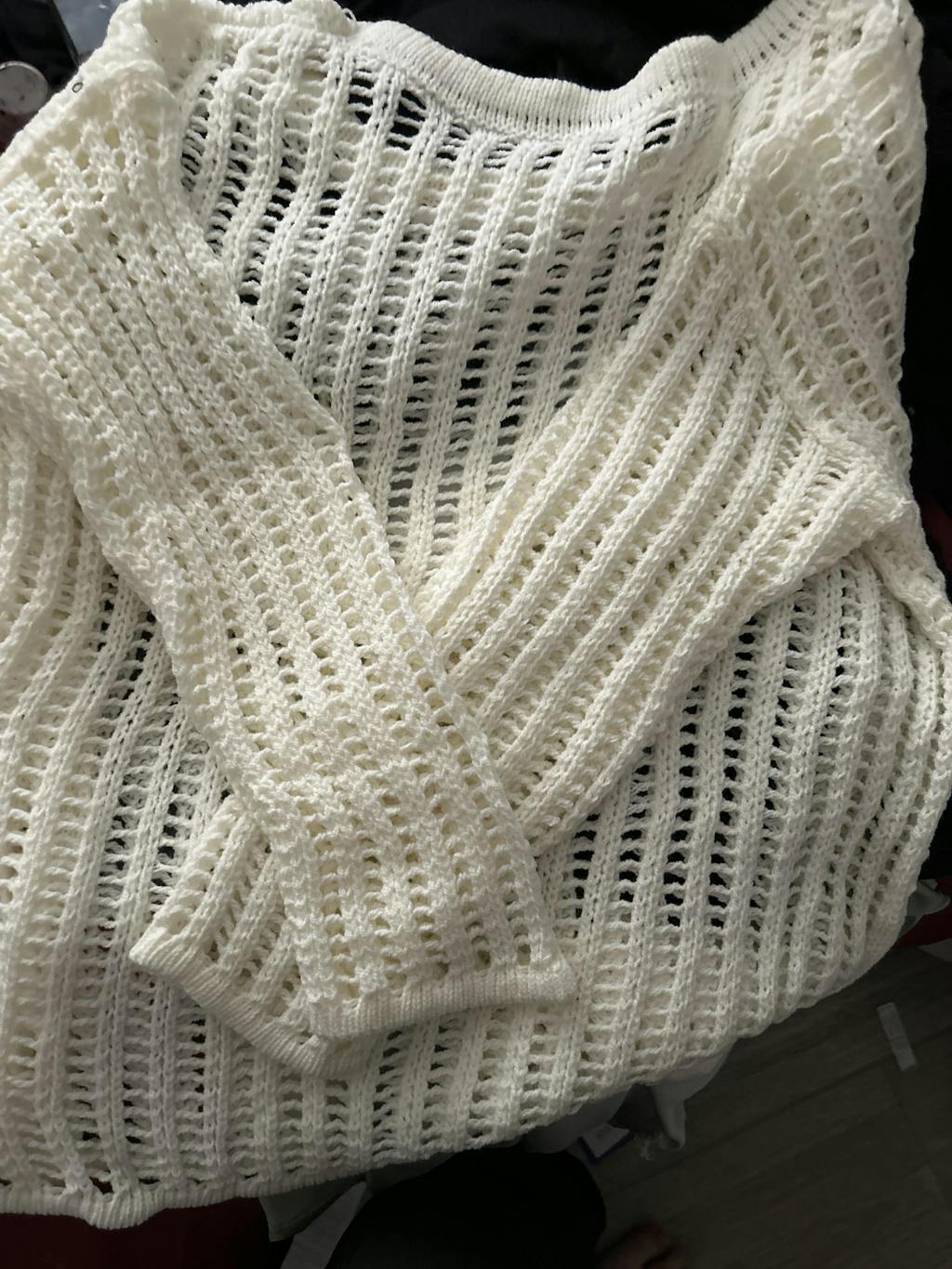 White Hollowed Fishnet Sweater | Hyunjin - Stray Kids - Fashion Chingu