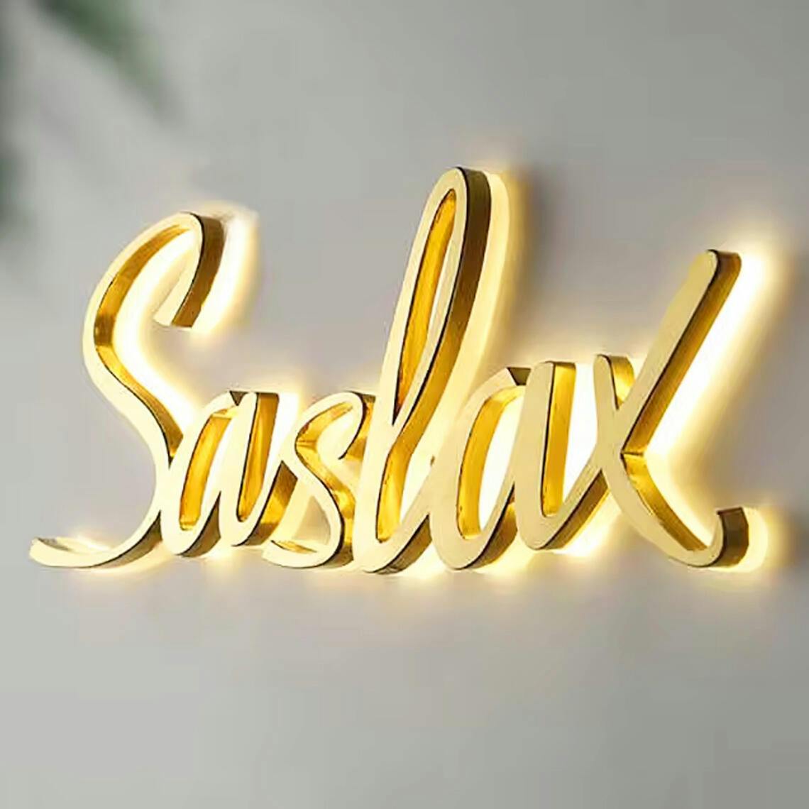Custom 3D Metal Backlit Sign, Stainless Steel Logo Sign Gold Silver Le