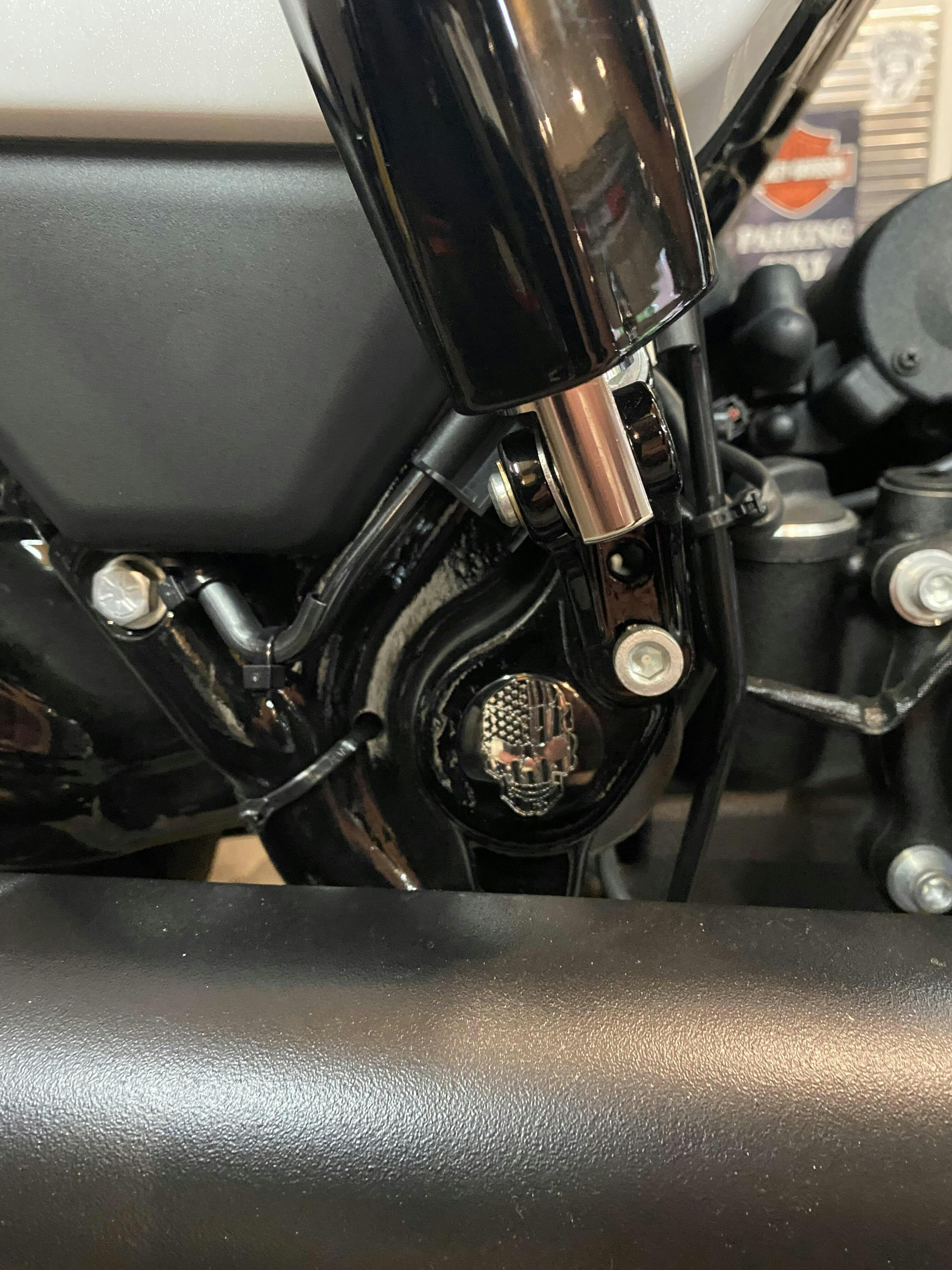 Harley-Davidson Stainless-Steel / Black Custom Swing Arm Covers Americ ...