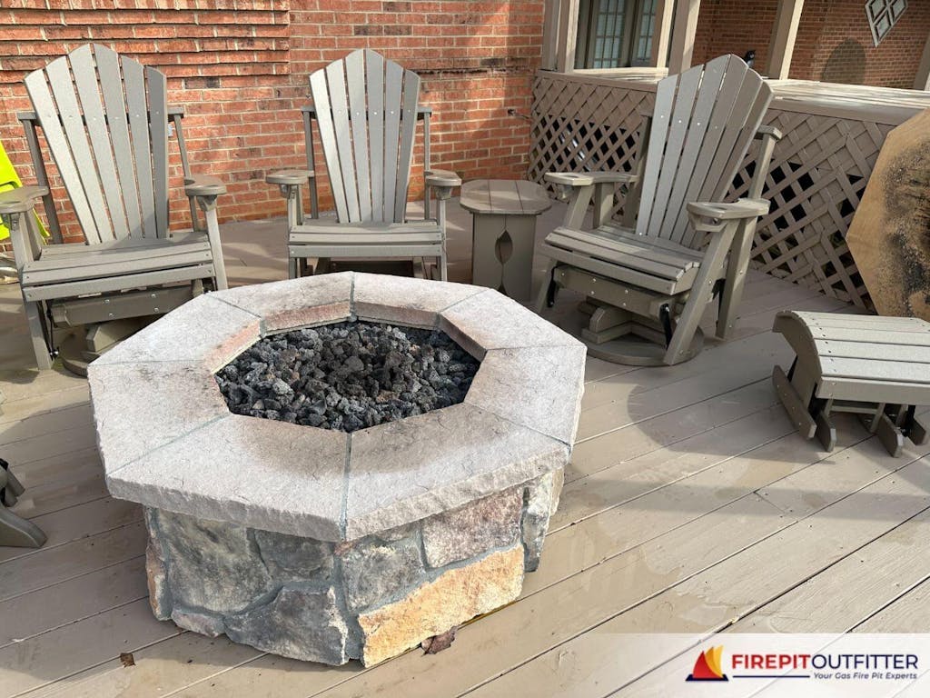 46″ Octagon Custom Stone Gas Fire Pit | FirePit Outfitter – Fire Pit ...