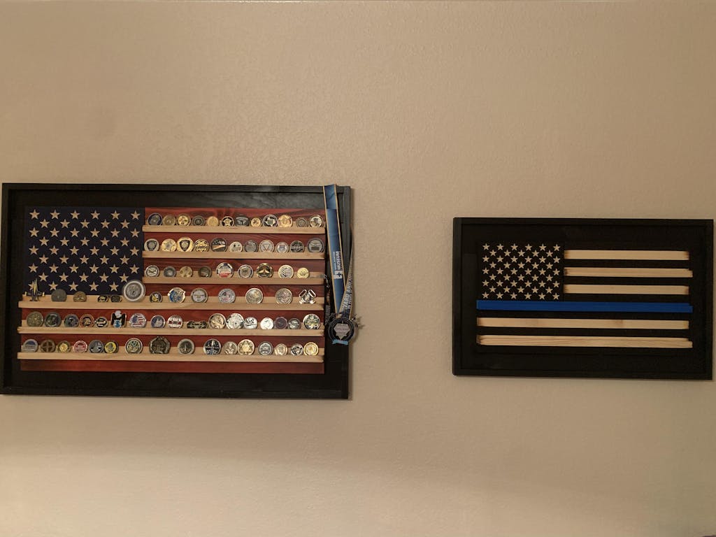 Thin Blue Line Challenge Coin Holder American Flag | Framed American ...