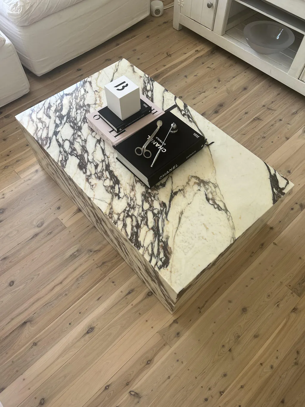 Plinth Rectangle Marble Coffee Table - Calacatta Viola | Fleur Studios