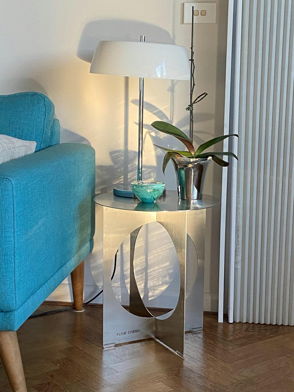 Palermo Brushed Stainless Steel Side Table - Fleur Studios