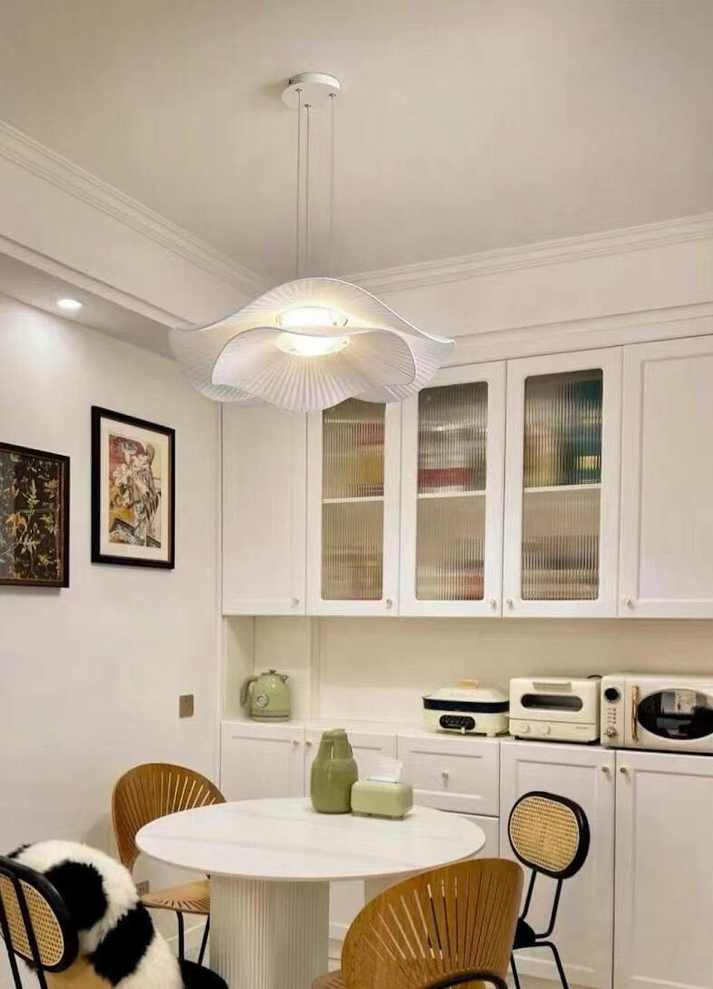 Creative Modern Minimalist White Art Lotus Leaf Wave Pendant Light ...