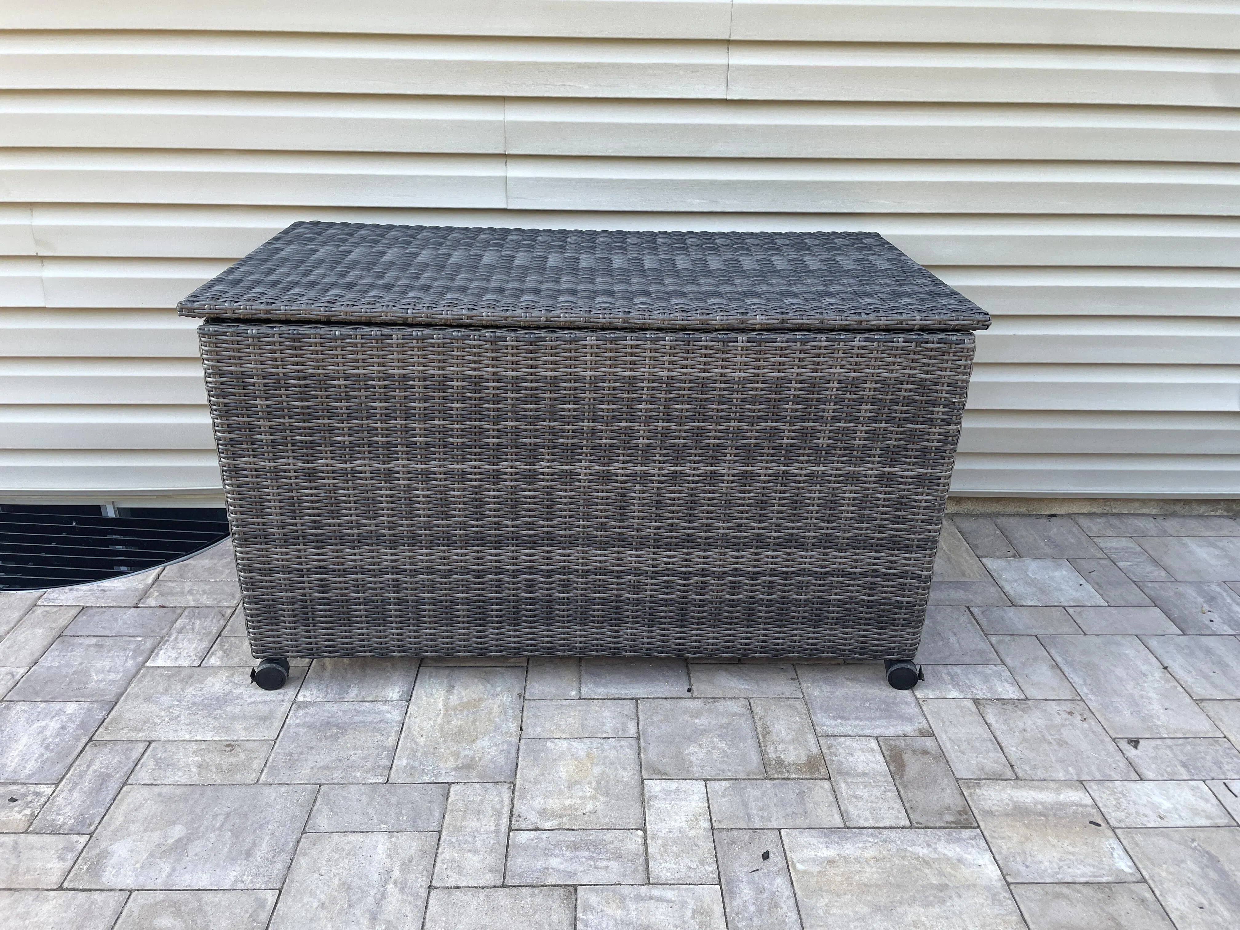Venice Silver Oak Outdoor Wicker Storage Container - Fortunoff Backyard ...