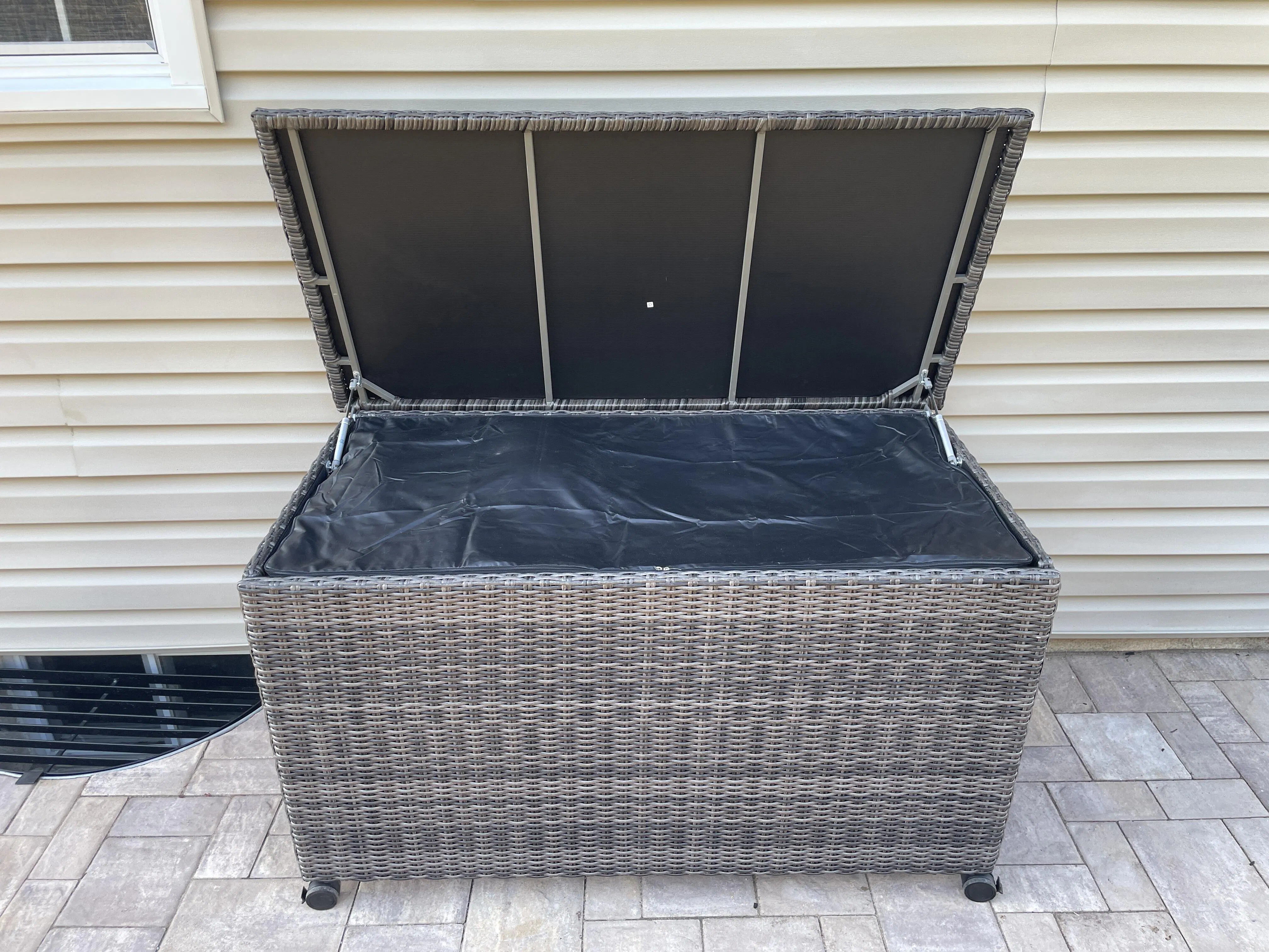 Venice Silver Oak Outdoor Wicker Storage Container - Fortunoff Backyard ...