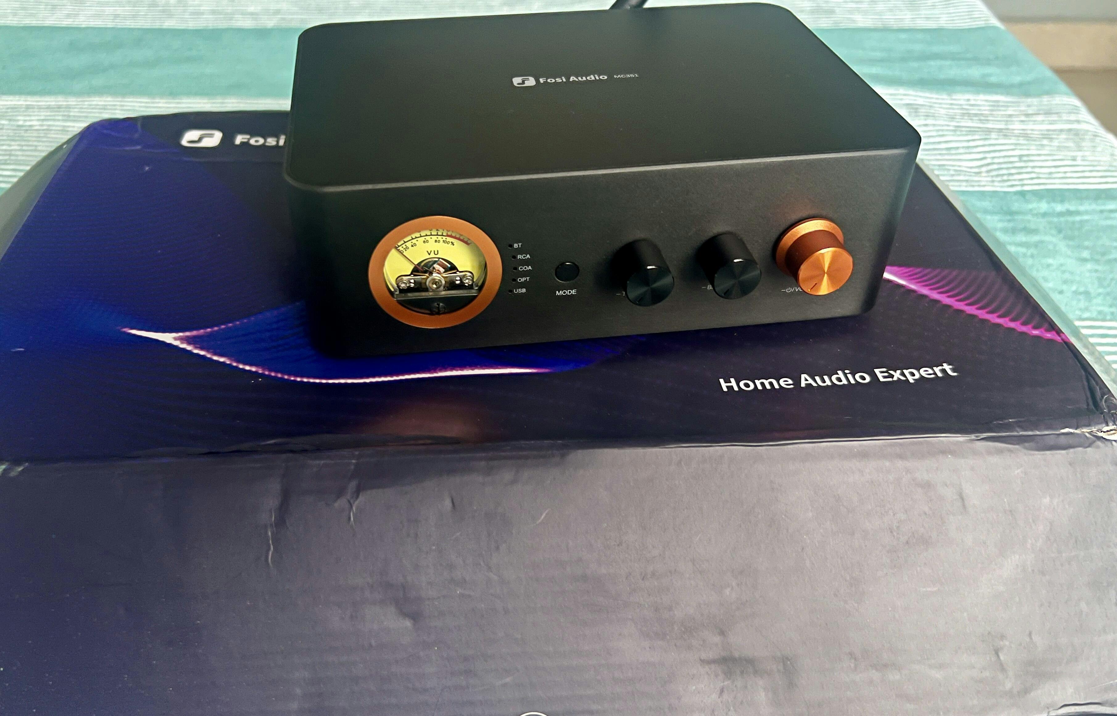 Fosi Audio MC351 2.1 Channel Integrated Amplifier with DAC, VU Meter a