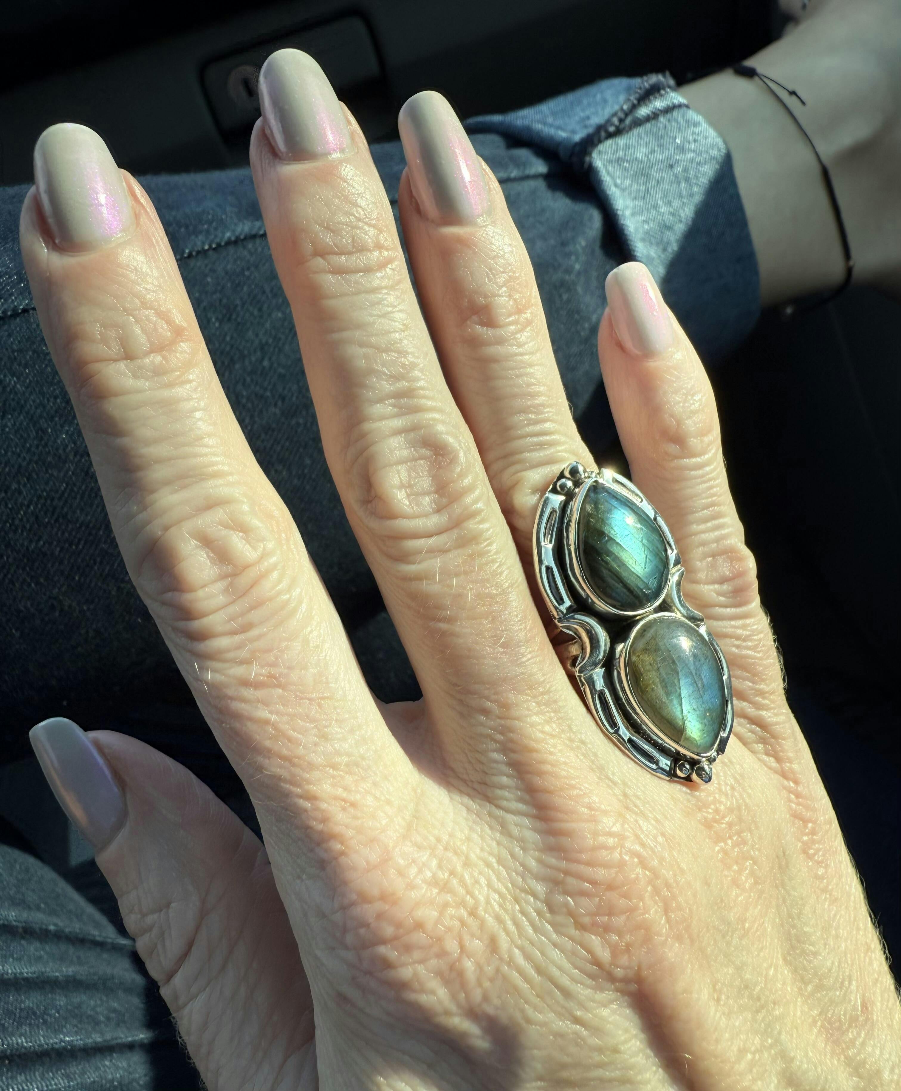 Amethyst Ring in Sterling Silver Midnight Moon Purple Crystal Ring - D ...