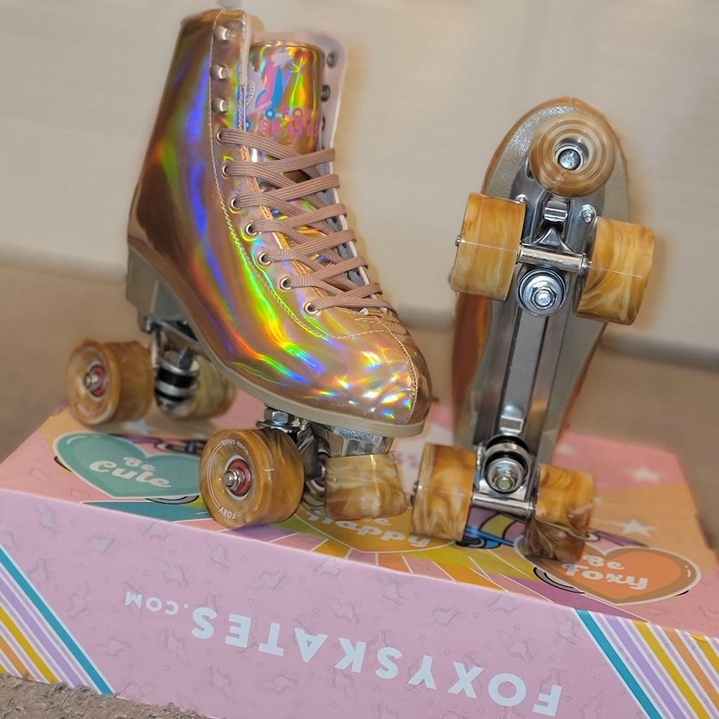 FoxySaktes Dazzling Groovy Rose Gold Premium Women's Roller Skates ...