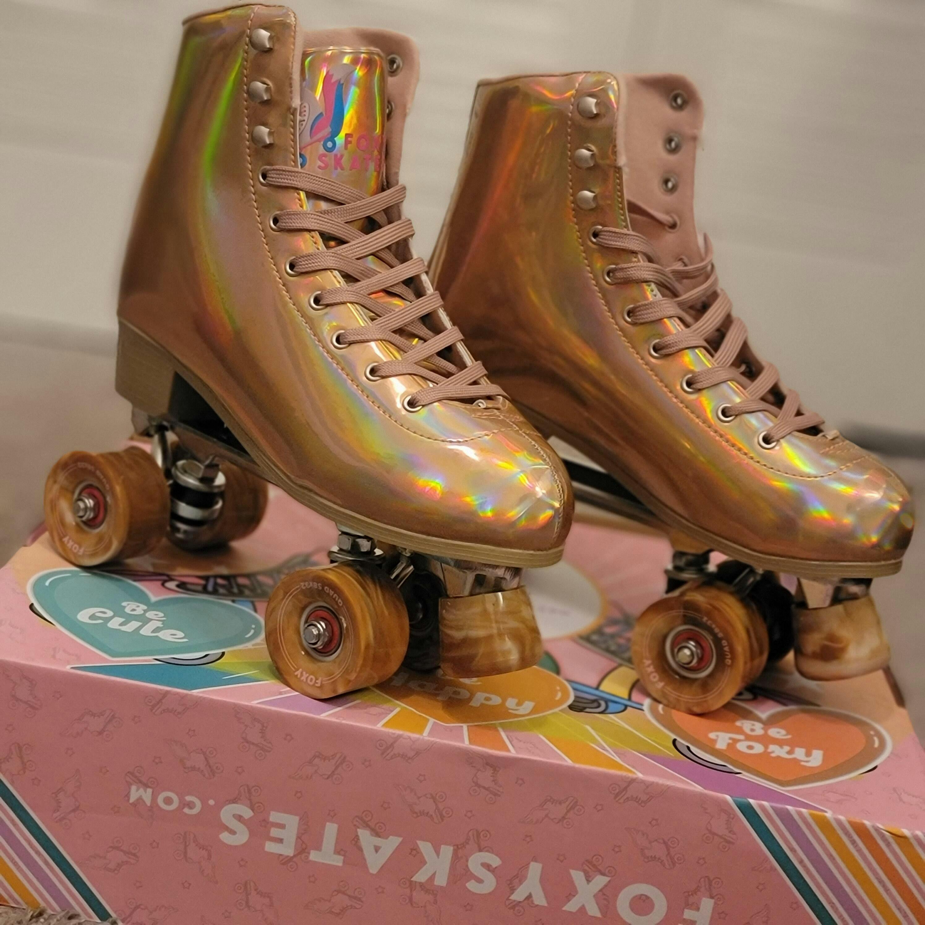 FoxySaktes Dazzling Groovy Rose Gold Premium Women's Roller Skates ...
