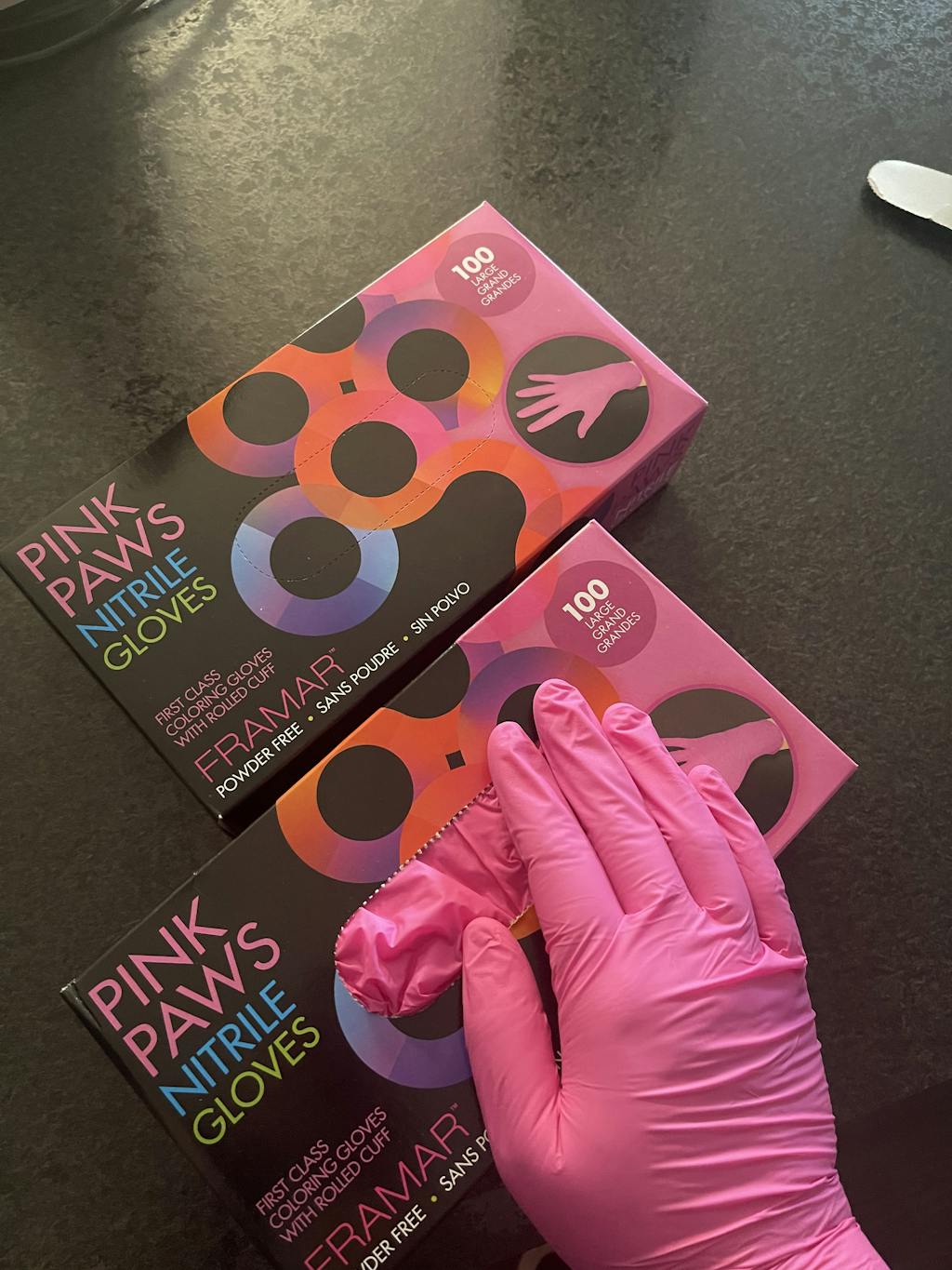 Framar Pink Paws Nitrile Gloves | Disposable Gloves, Latex Free Gloves - 100 count, Pink Gloves ...